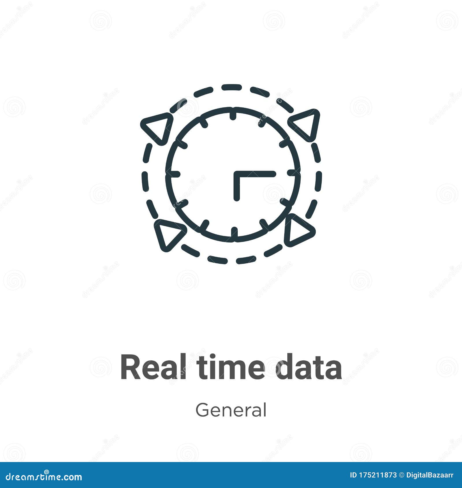 Real Time Data Outline Vector Icon. Thin Line Black Real Time Data Icon ...