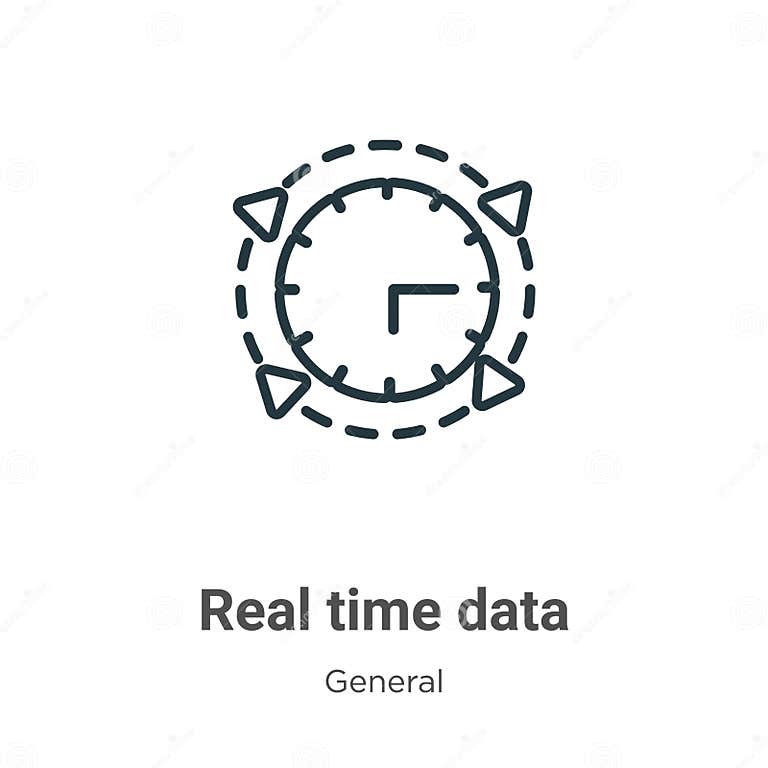 Real Time Data Outline Vector Icon. Thin Line Black Real Time Data Icon ...