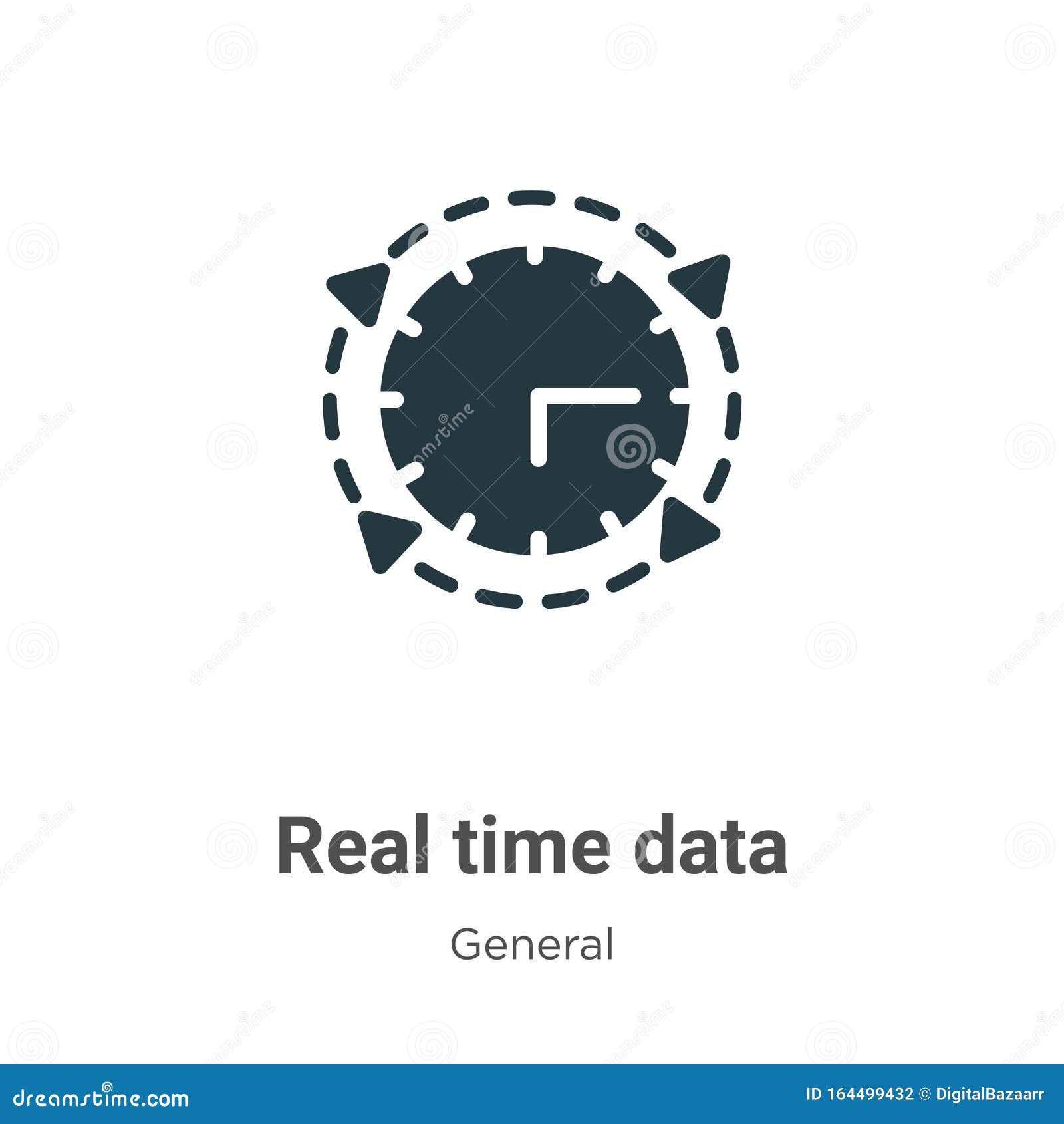 Real Time Data Vector Icon on White Background. Flat Vector Real Time ...