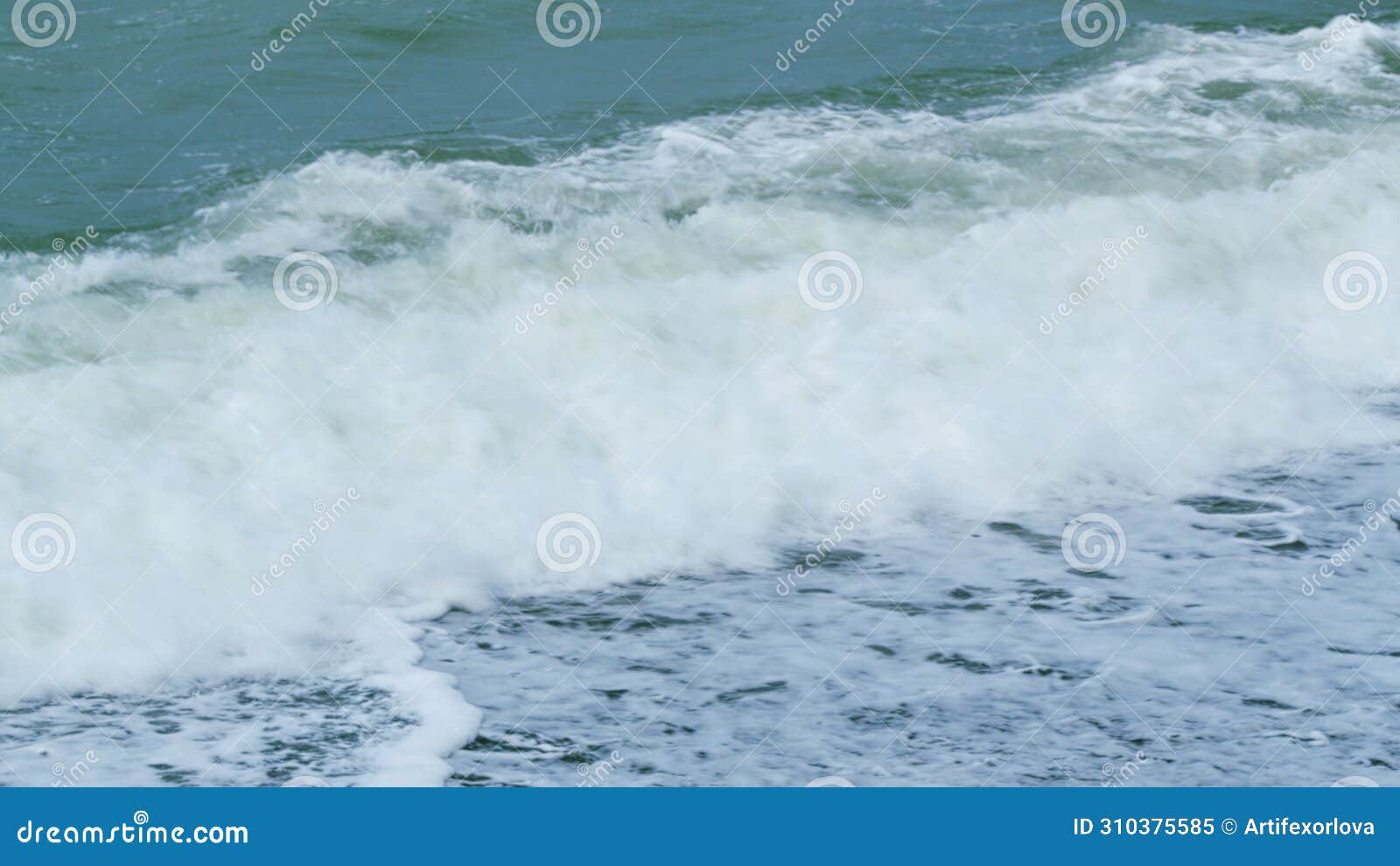 Element of Nature. White Wave Bubble Hits Fine Beach. Cinematic ...