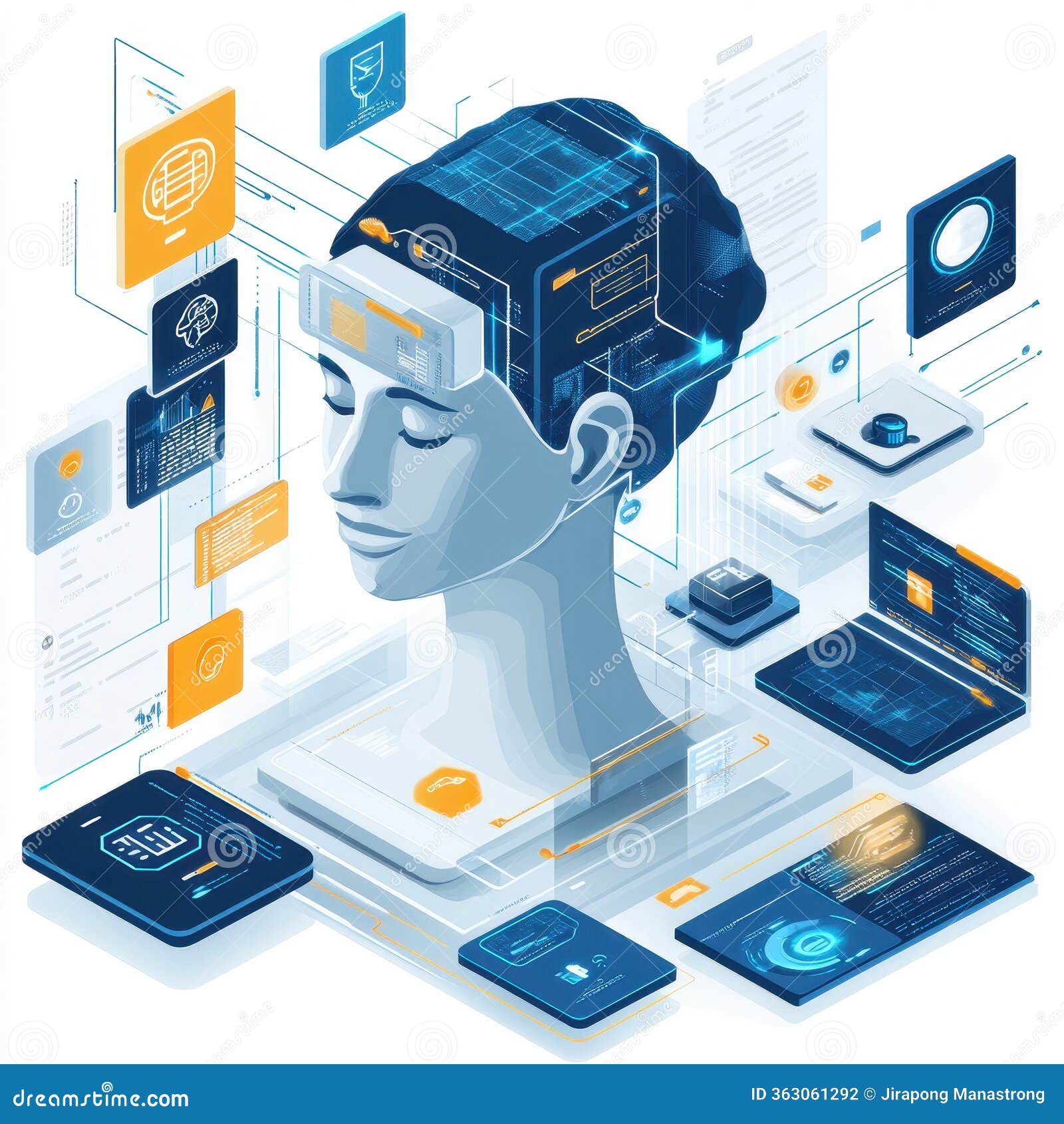 Real-time Fraud Detection AI Technology Visualization with a Male Face ...