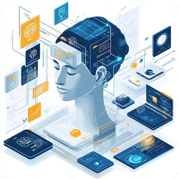 Real-time Fraud Detection AI Technology Visualization with a Male Face ...