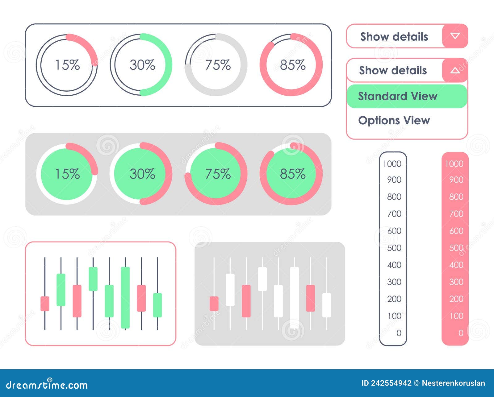 Real-time Monitoring Data UI Elements Kit Stock Vector - Illustration ...
