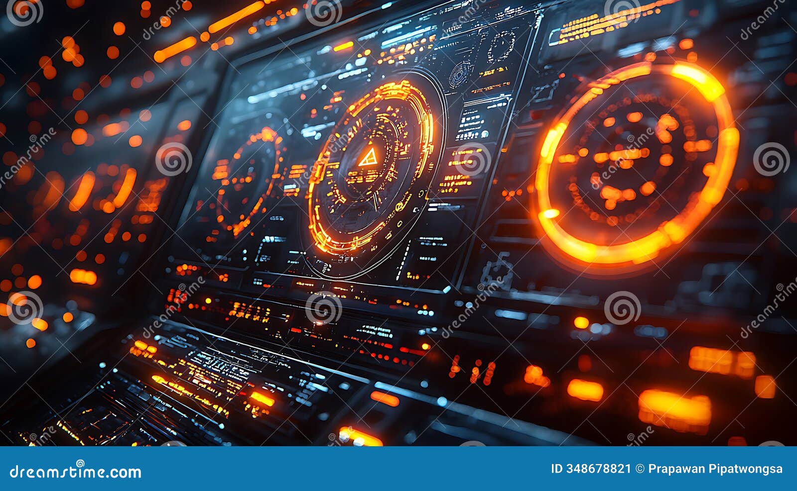 Real Time Security Operations Center Interface with Glowing Elements ...