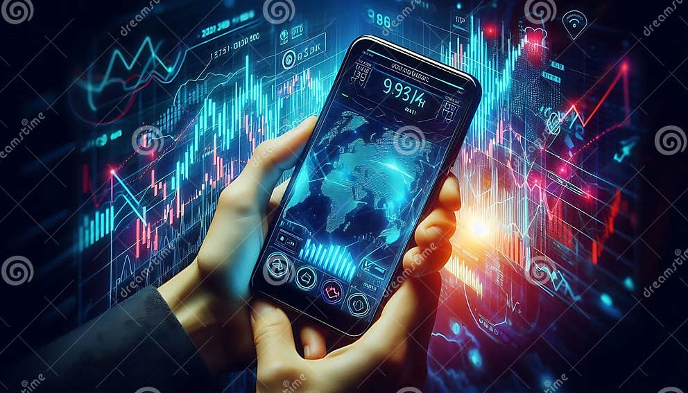 Real-Time Stock Market Analysis on Handheld Device Stock Illustration ...