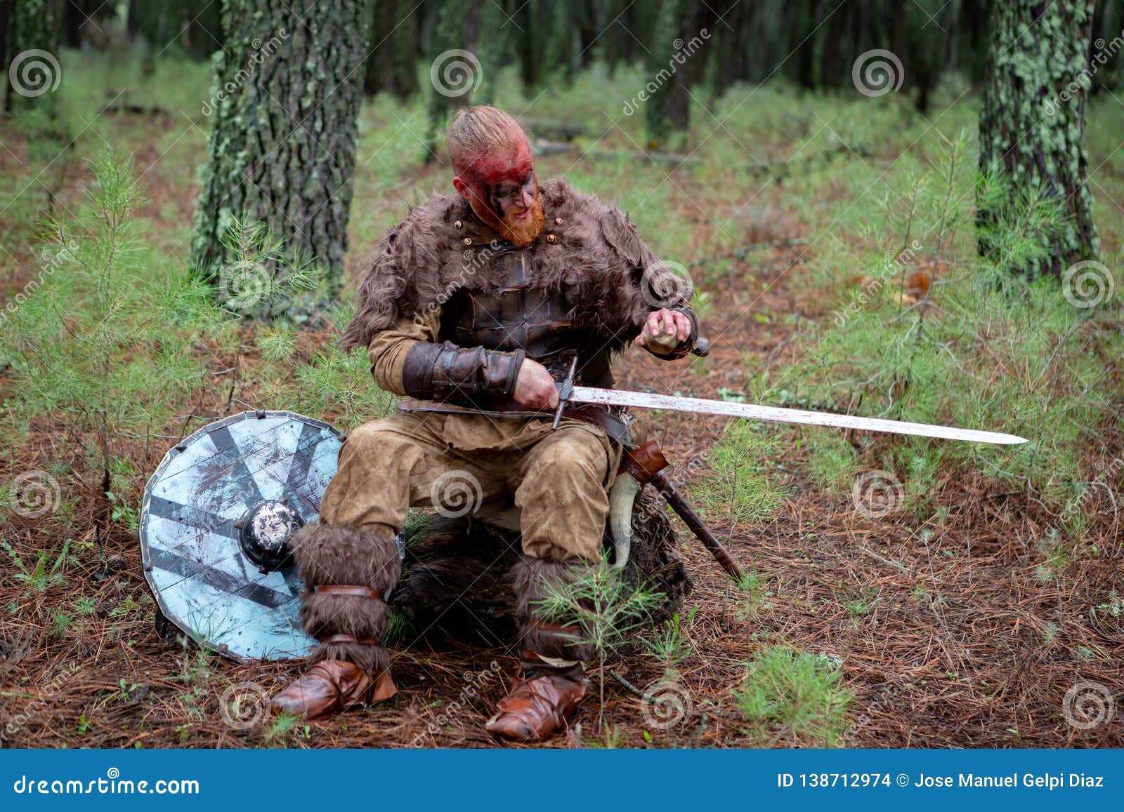 Sword In The Stone Near The Castle. Saint Arthur`s Style Medieval ...