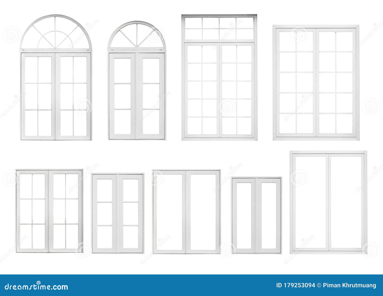 Real Vintage House Window Frame Set Collection Isolated on White Stock ...