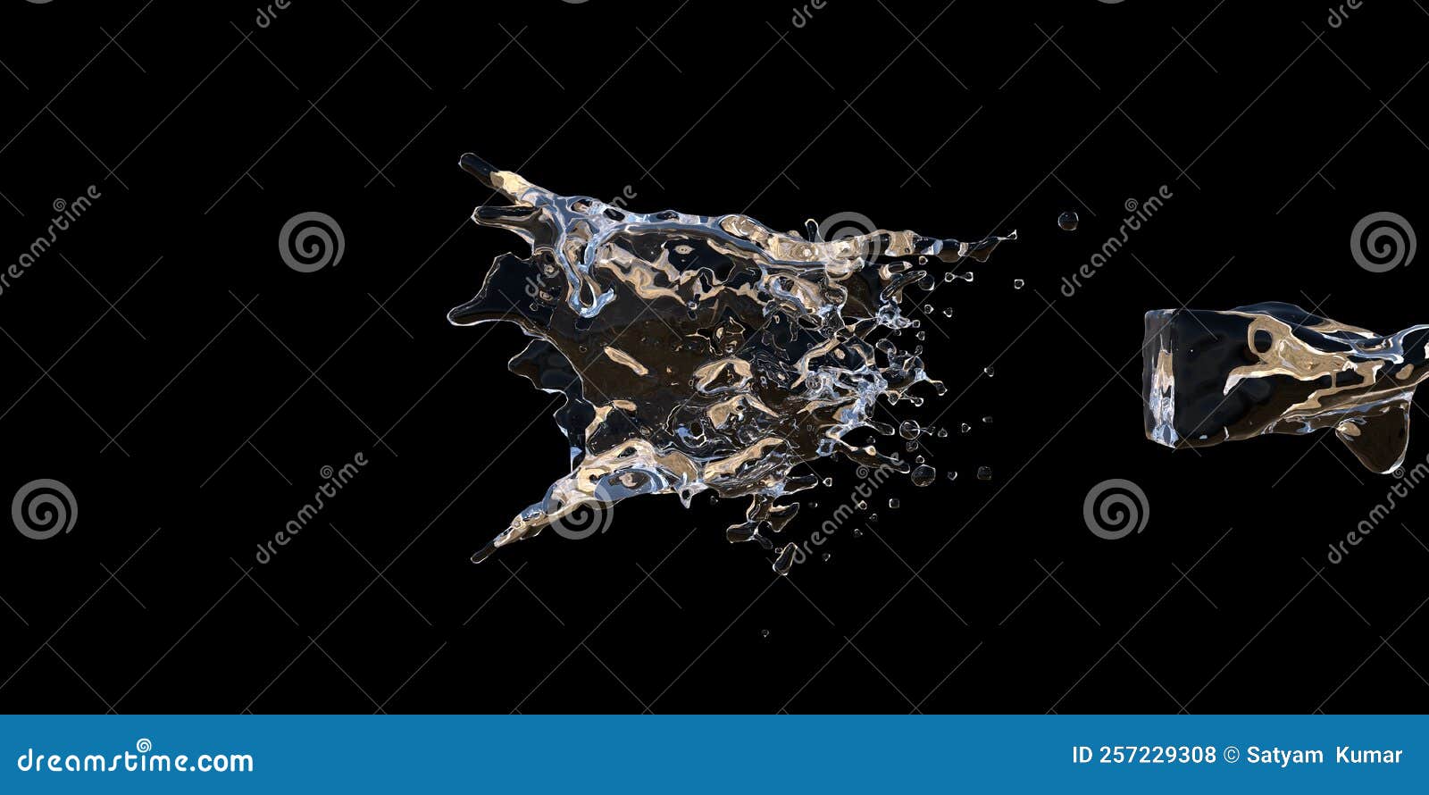 Image of Real Water Splash with Ice Cube 3D R Stock Illustration ...