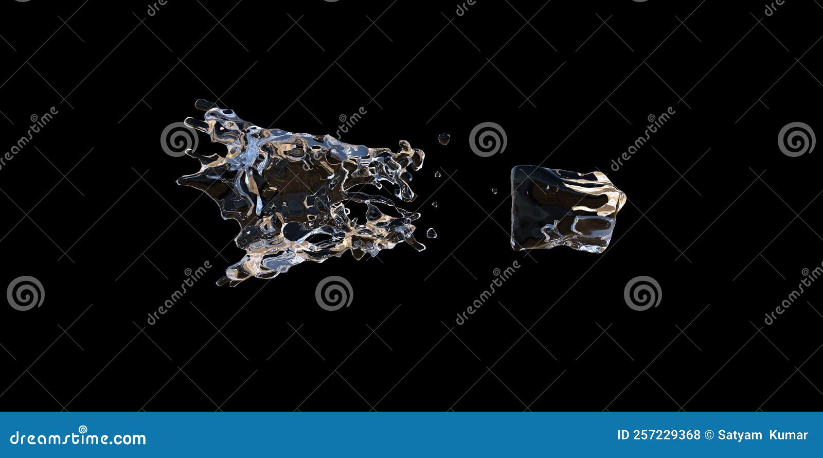 Real Water Splash with Ice Cube 3D Rendered Image Stock Illustration ...