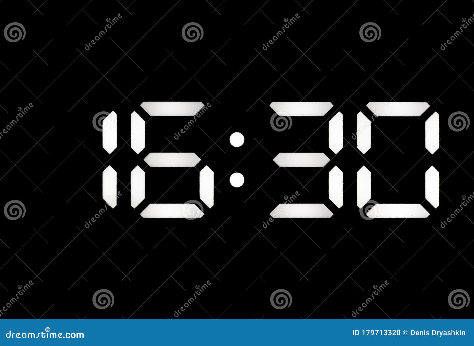 Real White Led Digital Clock on Black Background Stock Photo - Image of ...