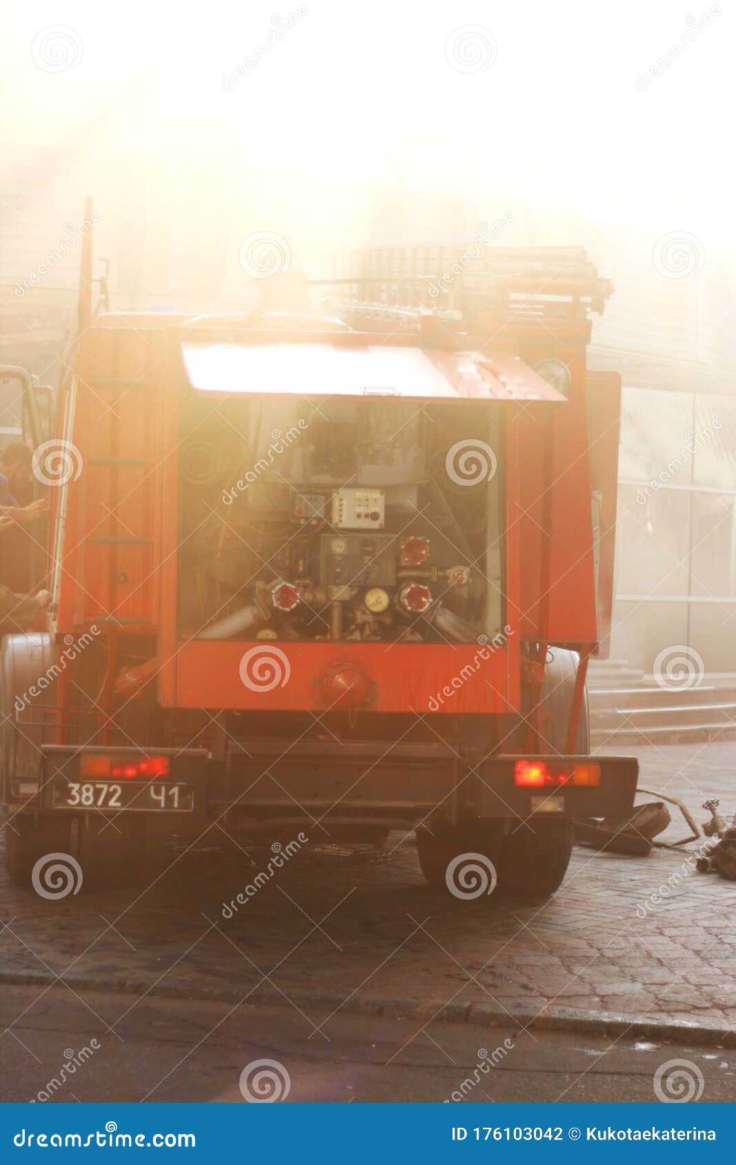 The Real Work of Firefighters at the Scene. Extinguishing a Burning ...