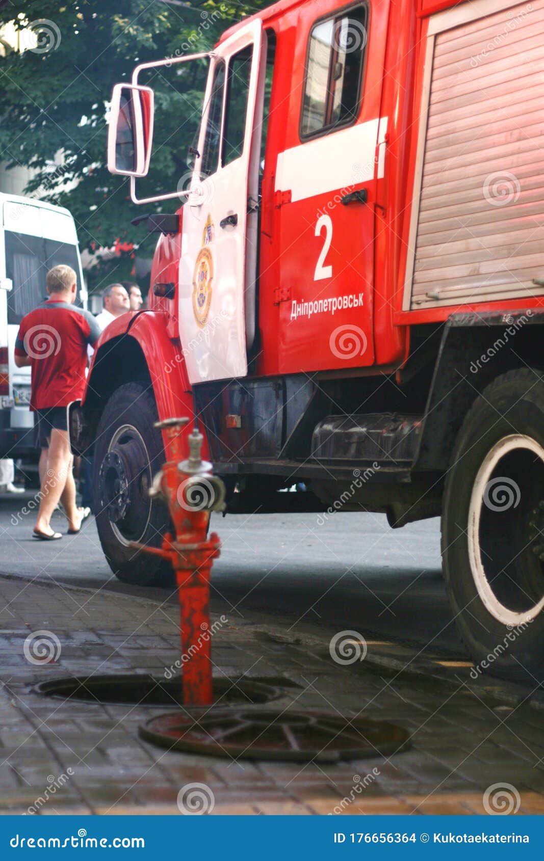 The Real Work of Firefighters at the Scene. Extinguishing a Burning ...