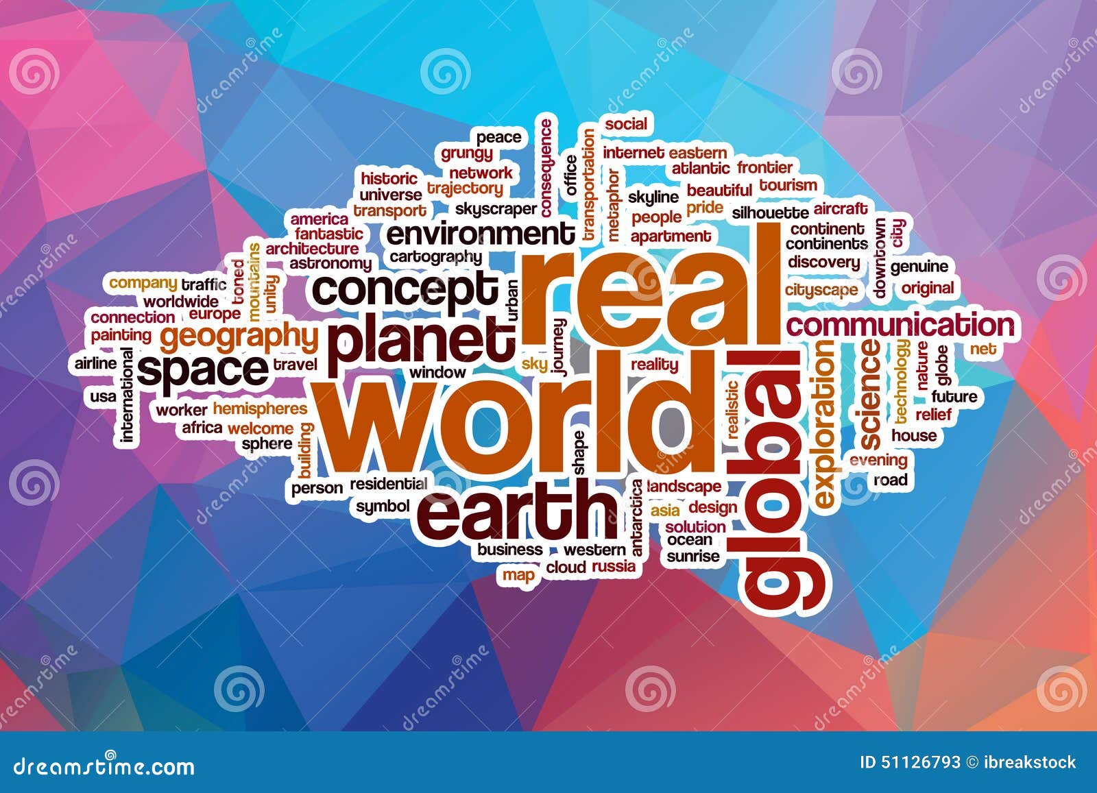 Real World Word Cloud with Abstract Background Stock Illustration ...