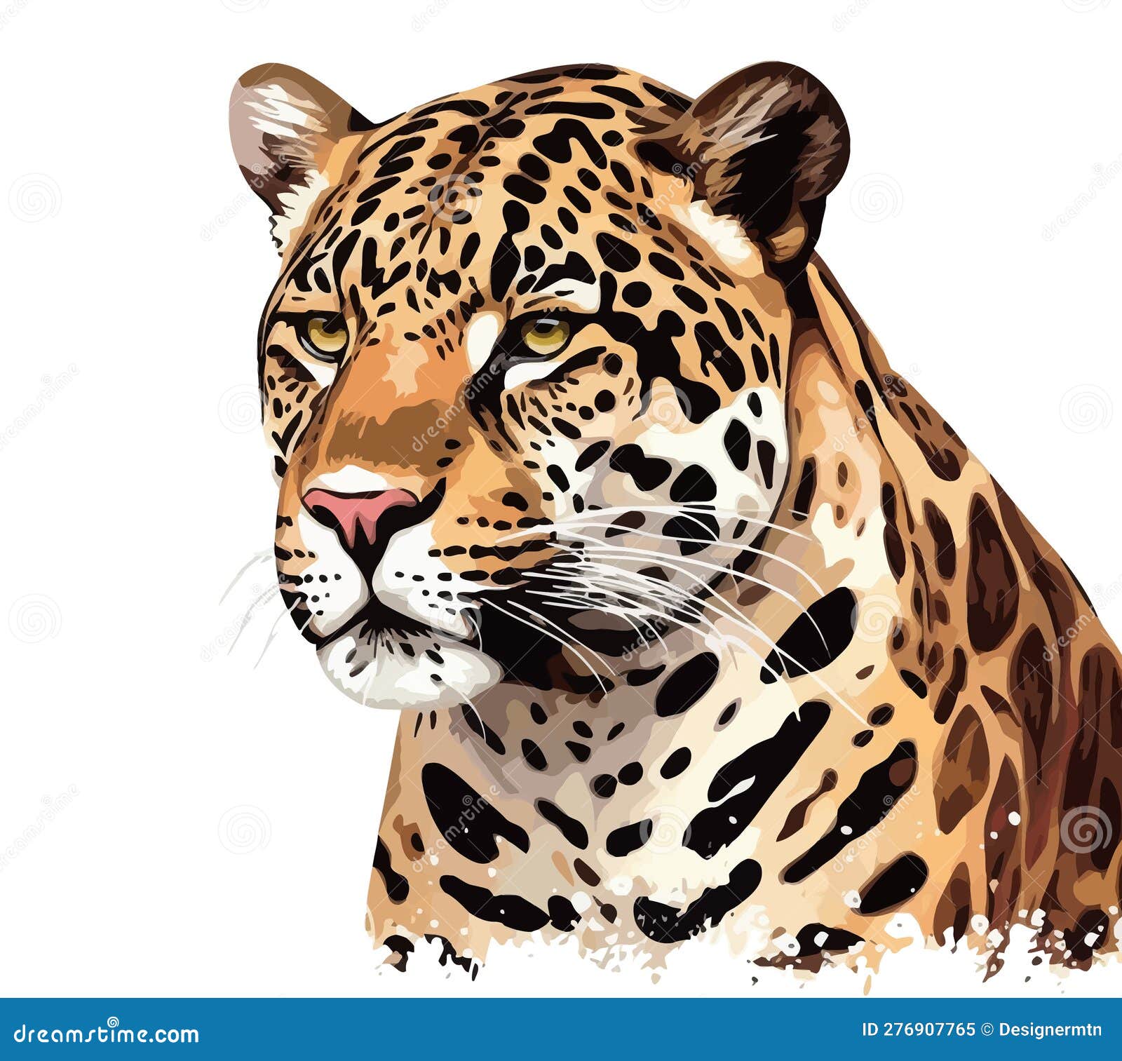 Realistic Leopard Face Vector Illustration On Isolated White Background ...