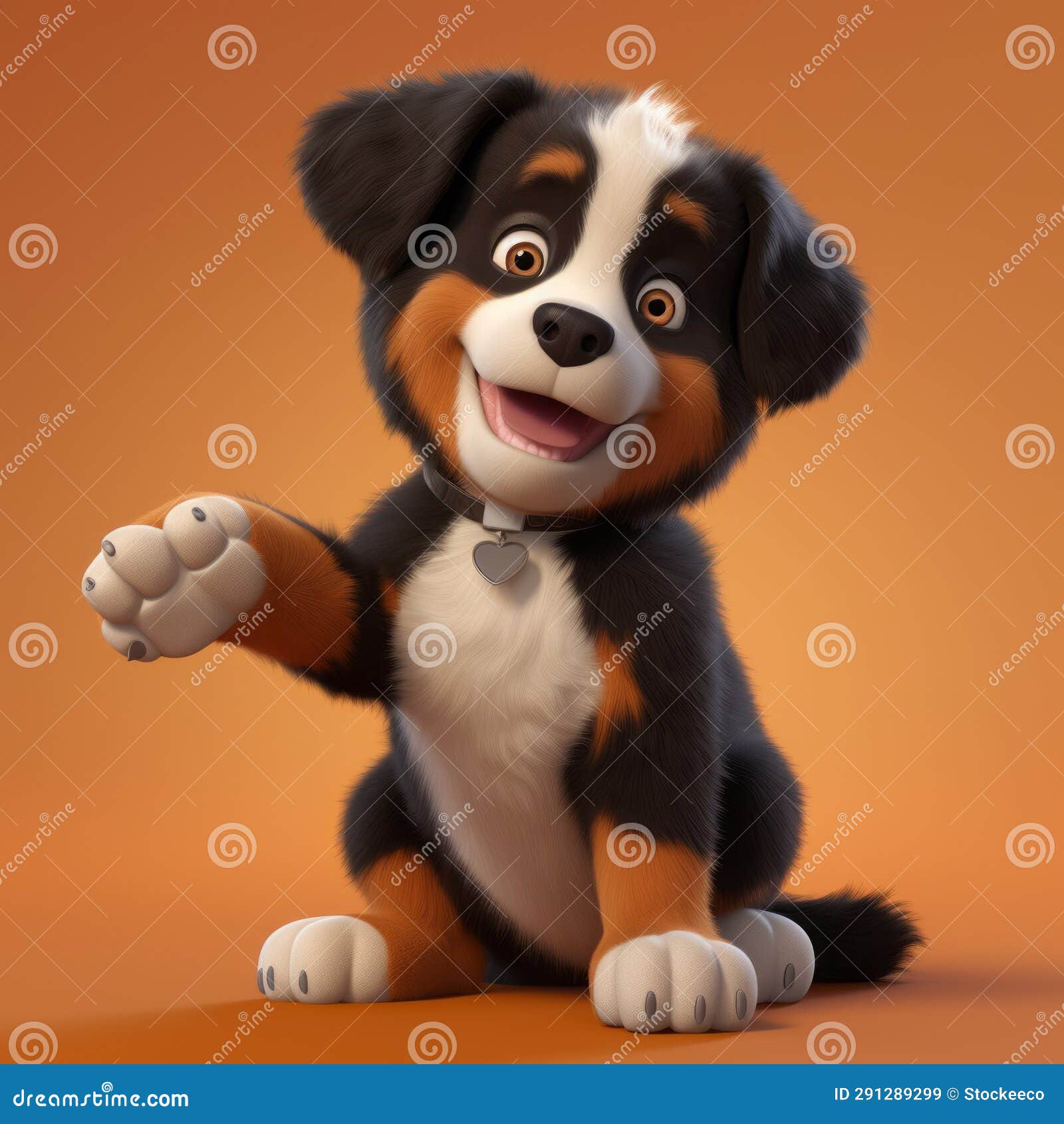 Realistic 3d Animated Puppy On Orange Background Royalty-Free ...