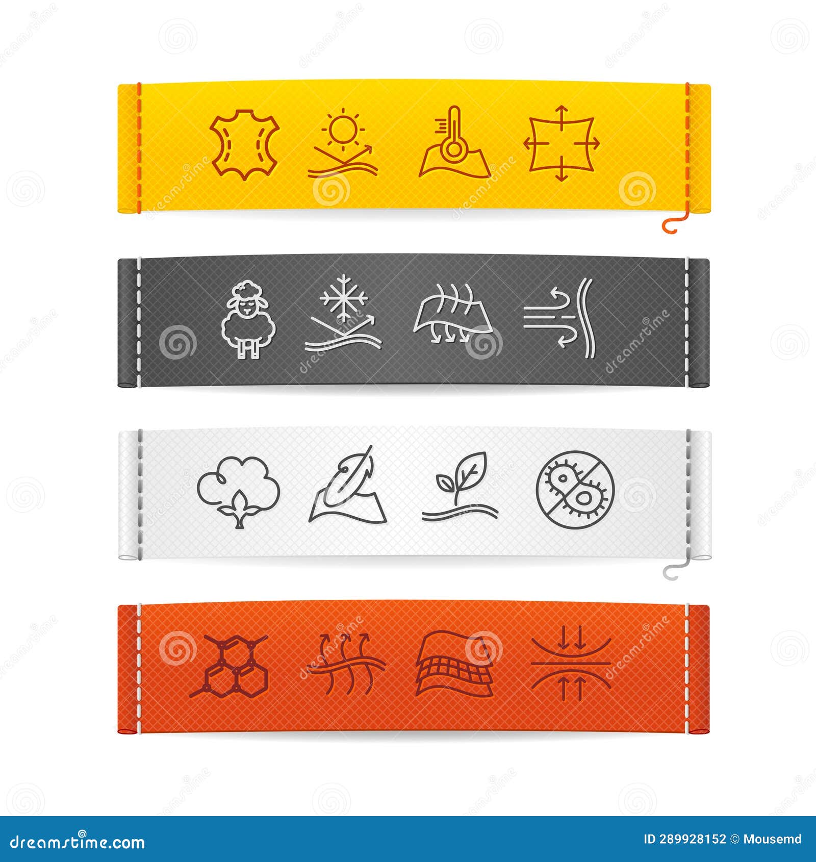 Realistic 3d Detailed Horizontal Textile Labels or Badges with ...