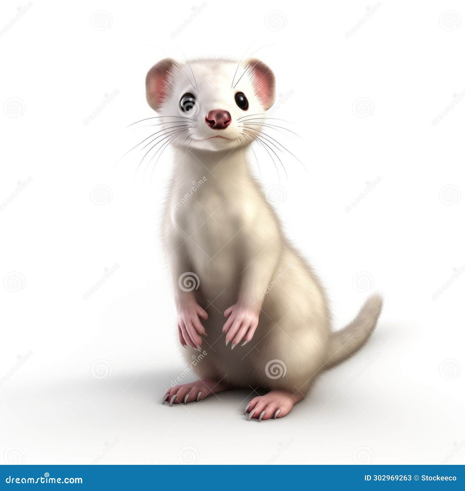 Realistic 3d Ferret Model with Pixar Style on White Background Stock ...