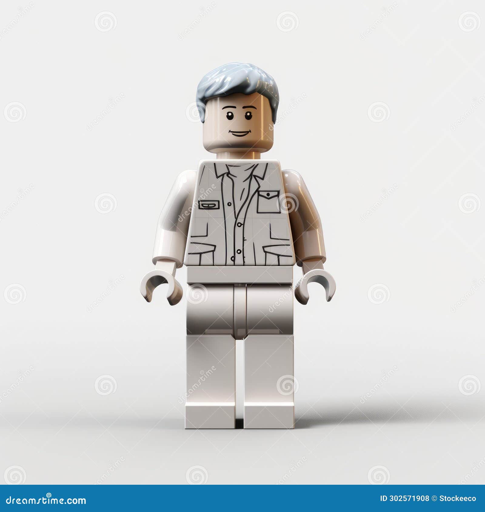 Realistic 3d Lego Figure in White Shirt on Glossy Plastic Texture Stock ...