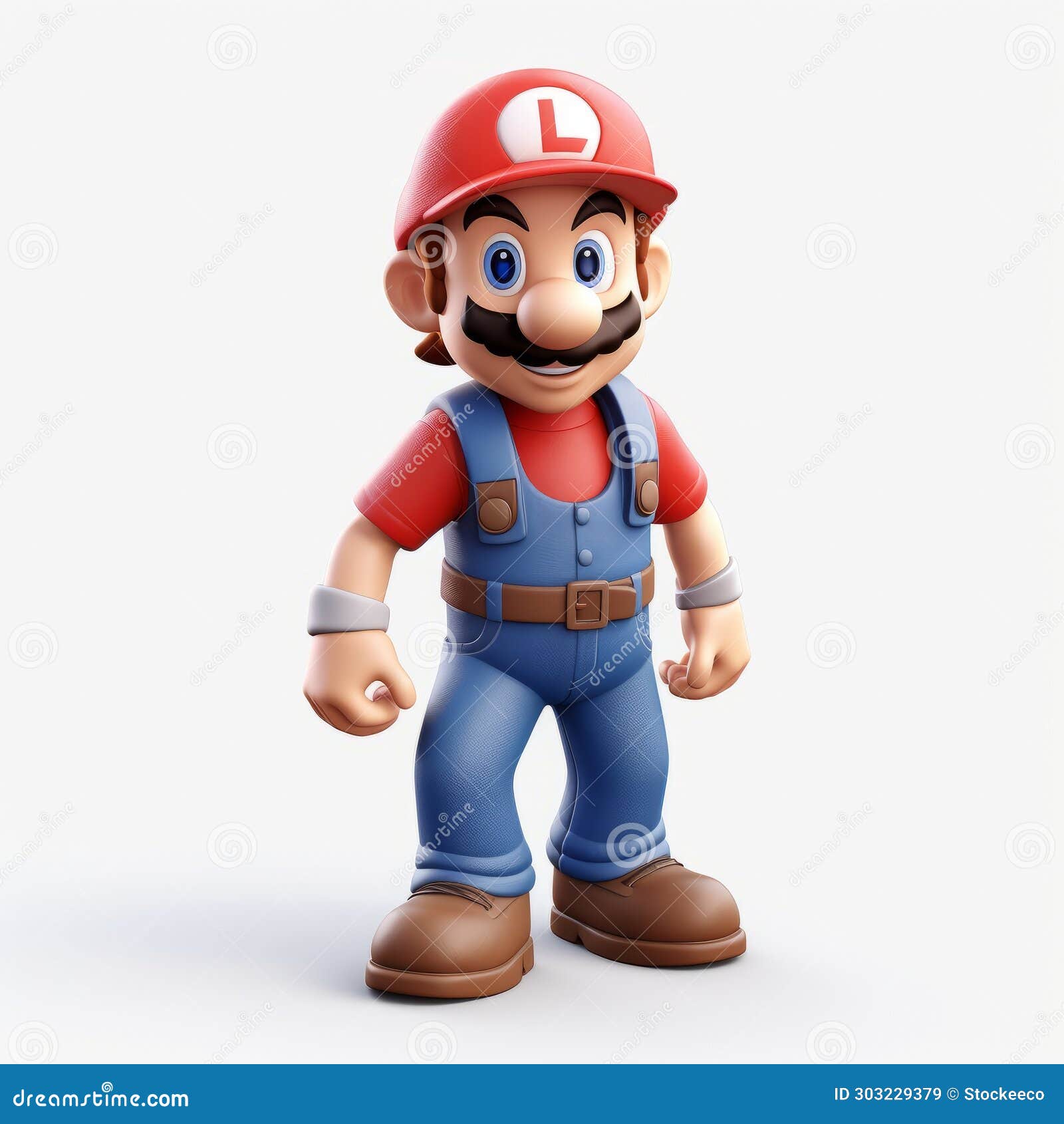 Realistic 3d Mario Model on White Background Stock Illustration ...