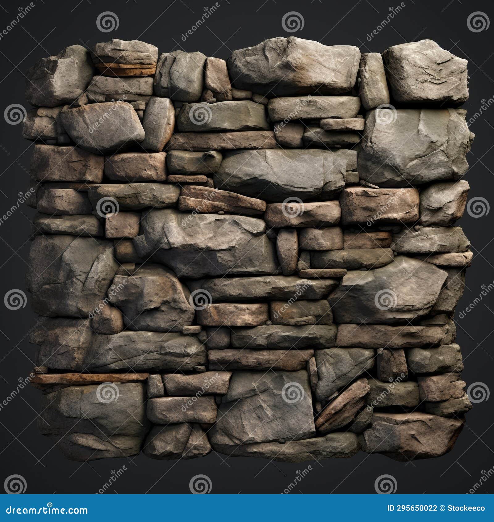 Realistic 3d Model of Medieval Stacked Stone Wall Stock Illustration ...