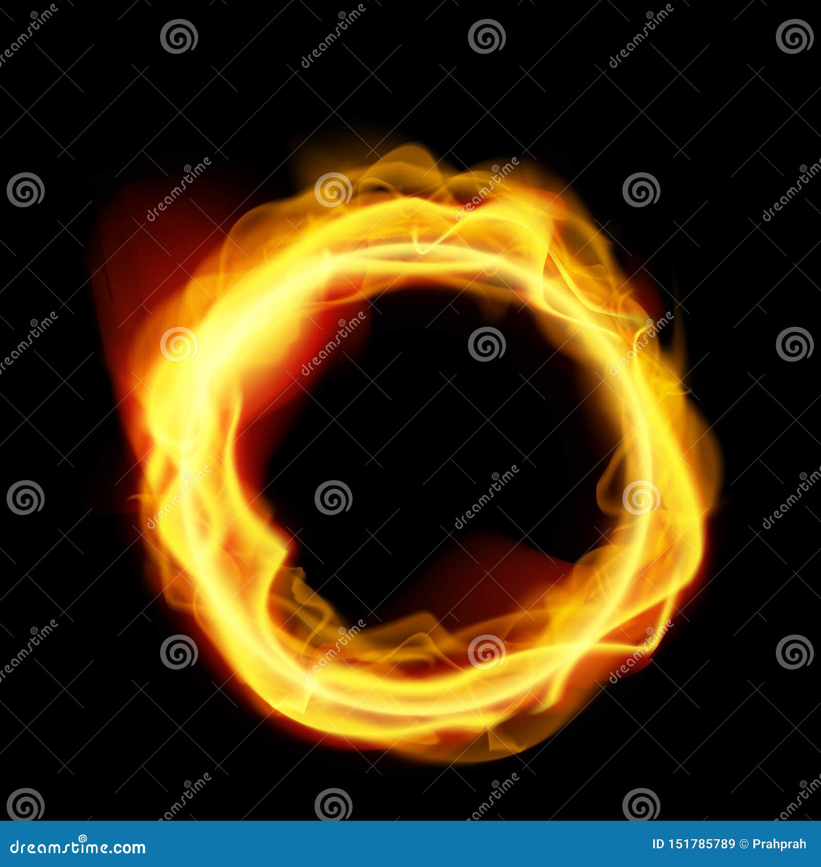 Realistic Abstract Fire Ring on Black Backround Stock Vector ...