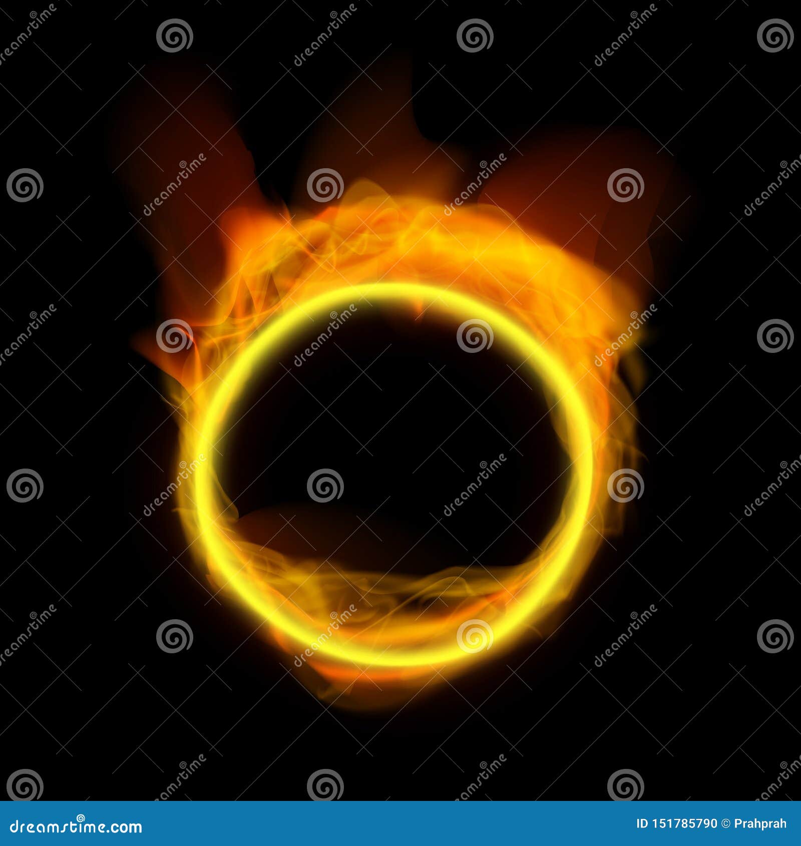 Realistic Abstract Fire Ring on Black Backround Stock Vector ...