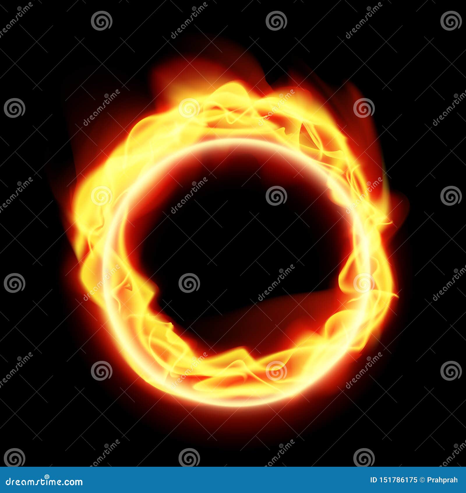 Realistic Abstract Fire Ring on Black Backround Stock Illustration - Illustration of vector ...