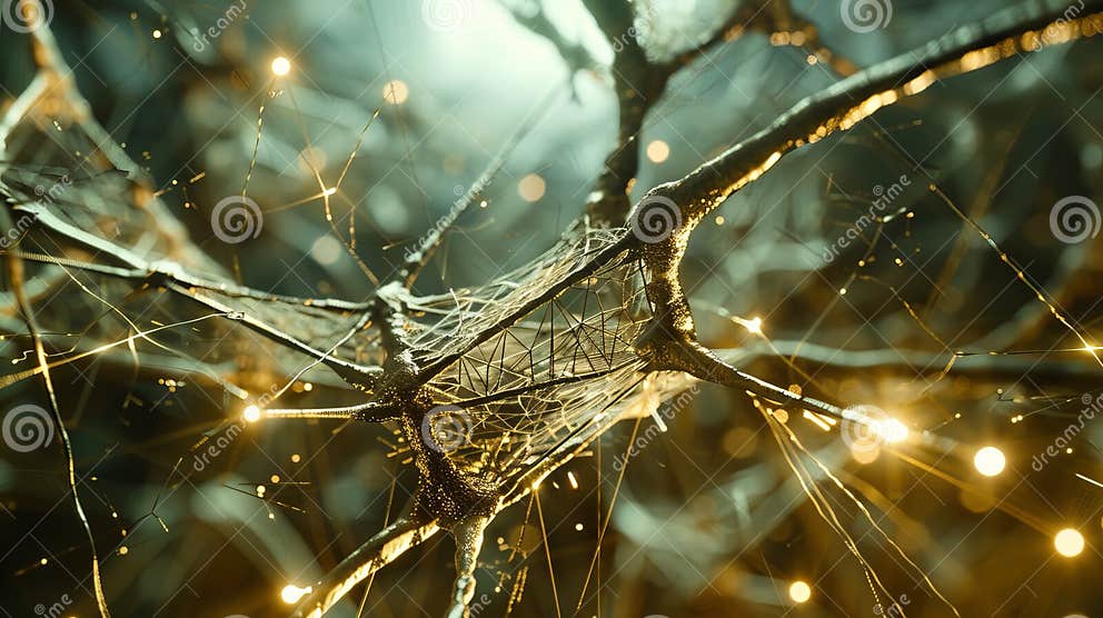 Realistic Abstract Neural Network Image Showcasing Interconnected Nodes ...