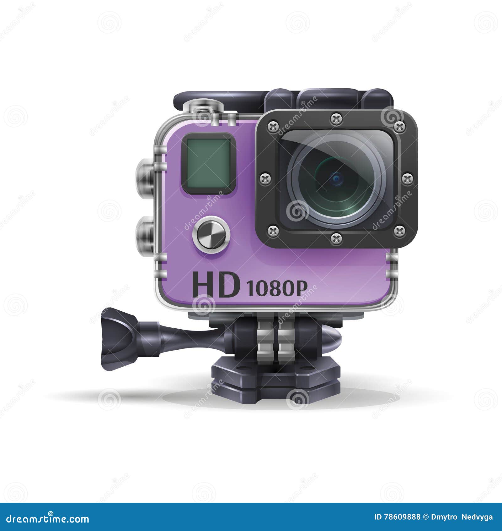 Realistic Action Cam in Waterproof Box. Vector Illustration. Stock ...