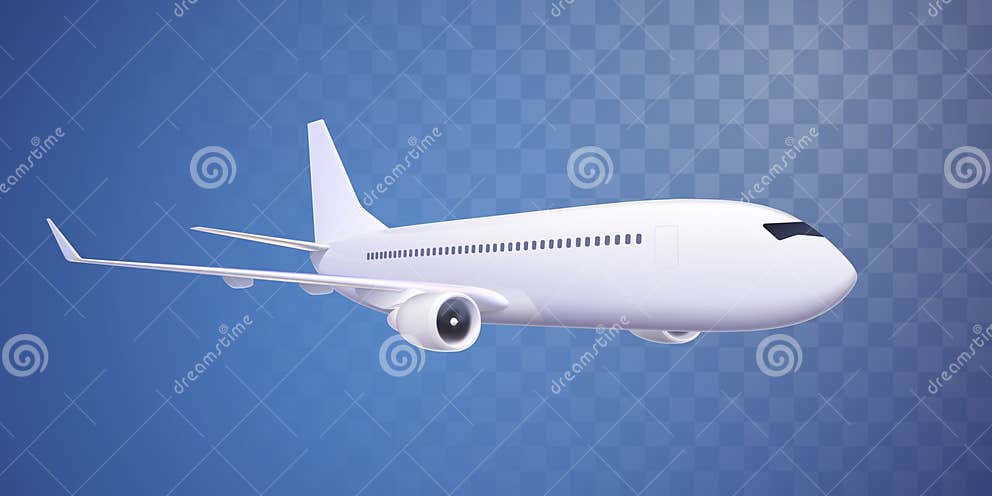 Realistic Airplane Isolated on Checkered Background Stock Vector ...