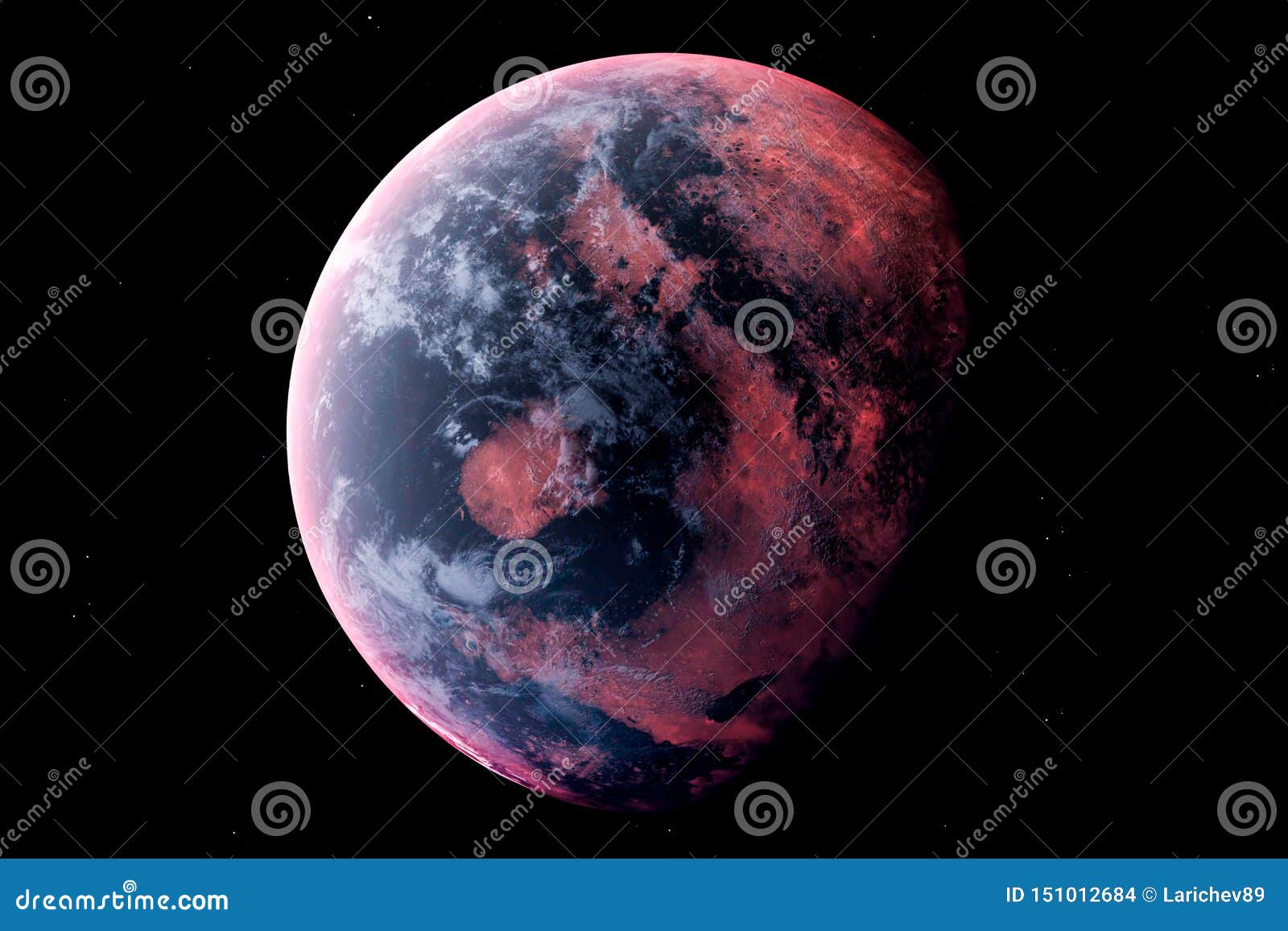 Realistic Alien Planet in the Outer Space, 3d Rendering Stock ...
