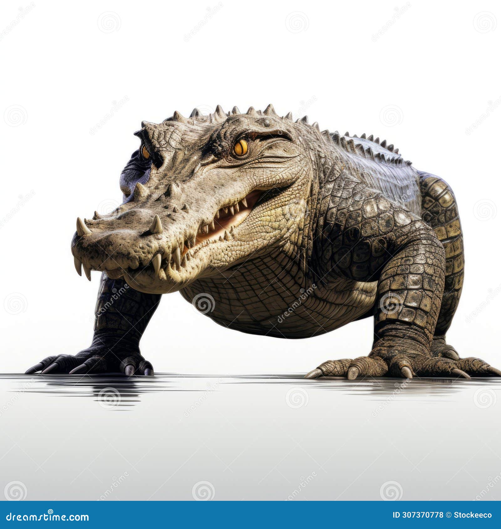 Realistic Alligator on White Background: Hyper-detailed Rendering Stock ...