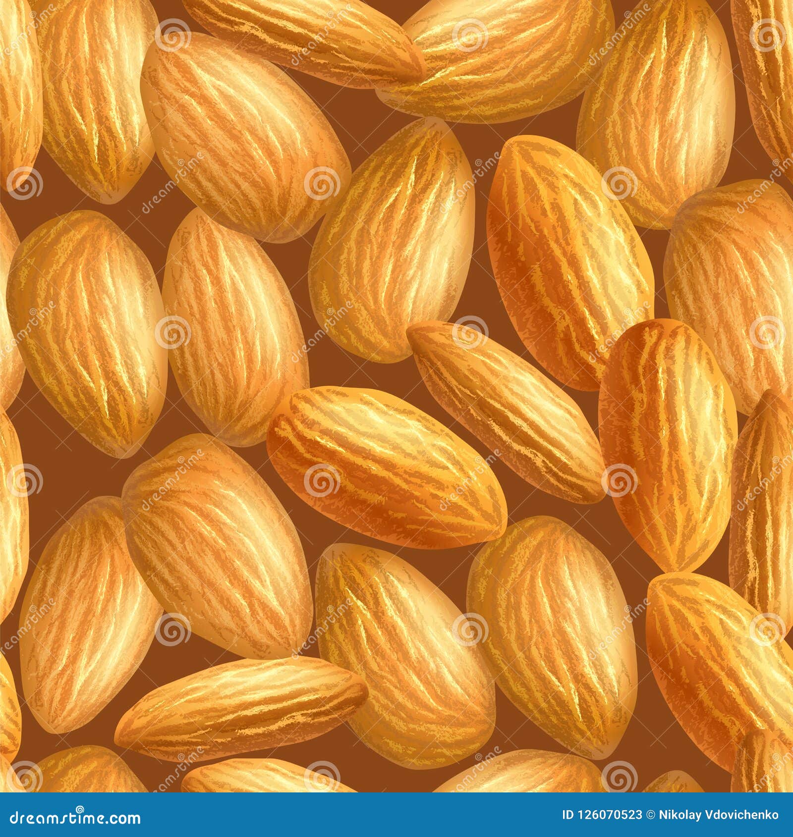 Realistic Almonds Texture. Seamless Pattern. Template For Background ...