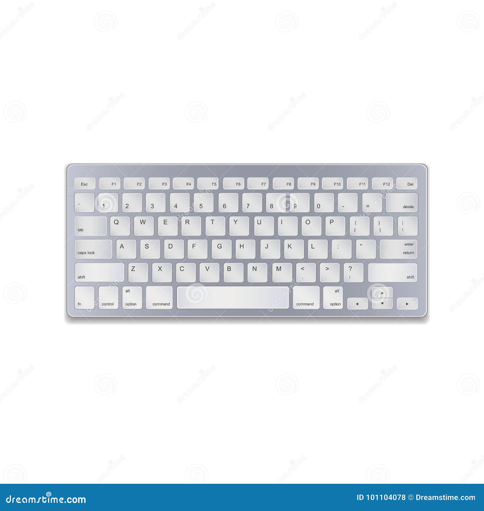 Realistic Aluminum Computer Keyboard Isolated on White Background ...