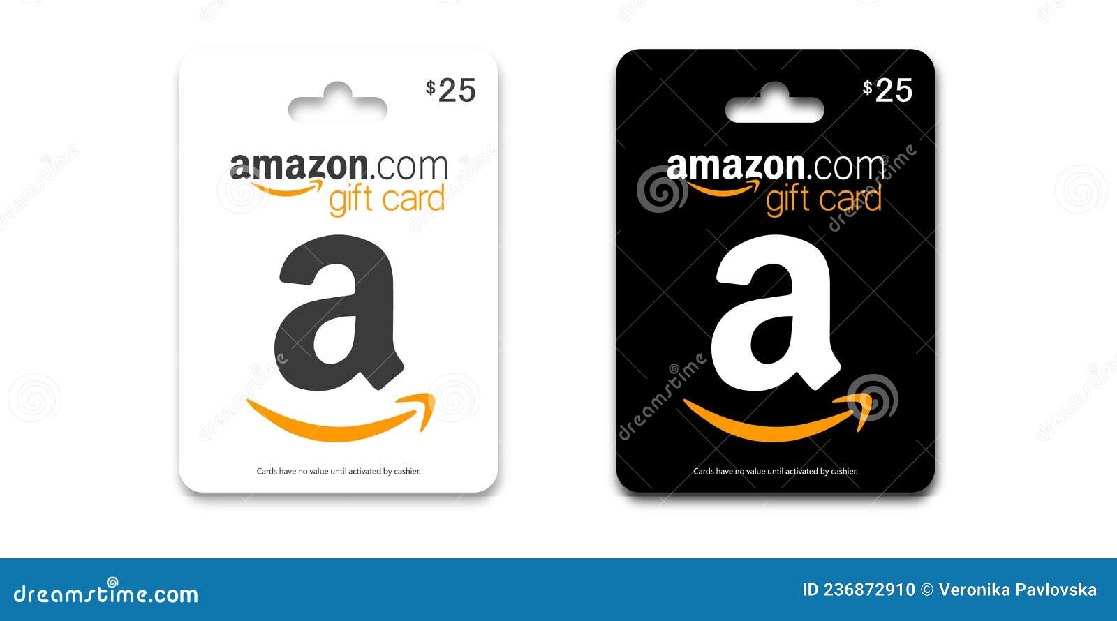 Realistic Amazon Gift Cards in White and Black. Gift Cards on an ...