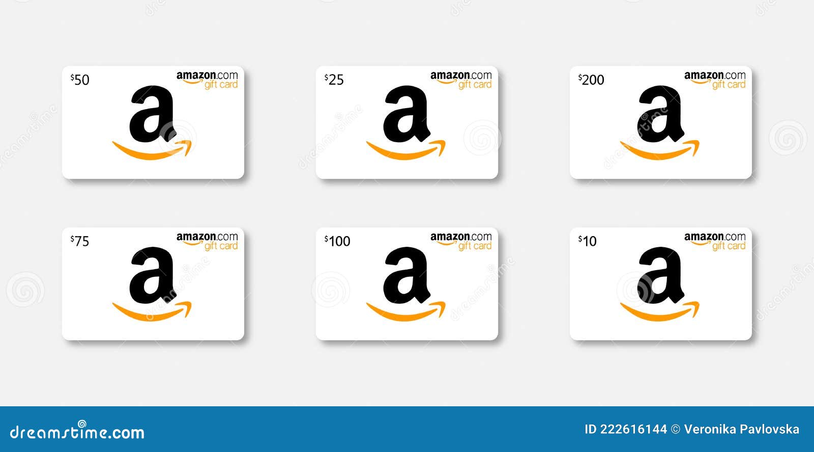 Realistic Amazon Gift Cards in White. Gift Cards on an Isolated ...