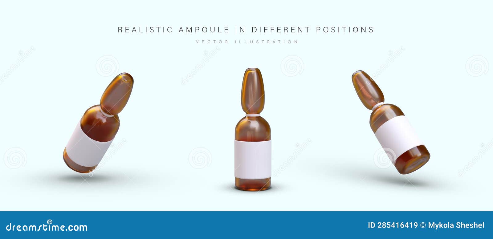 Realistic Ampoule with Blank Label. View from Top, Bottom, Side Stock ...
