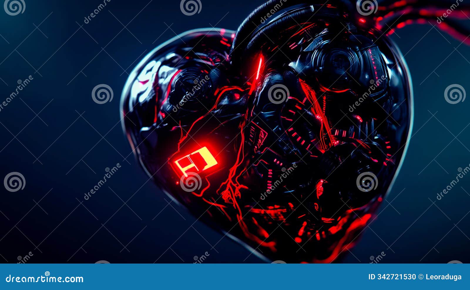 A Realistic Anatomical Heart Logo, Combined with Cybernetic Elements ...