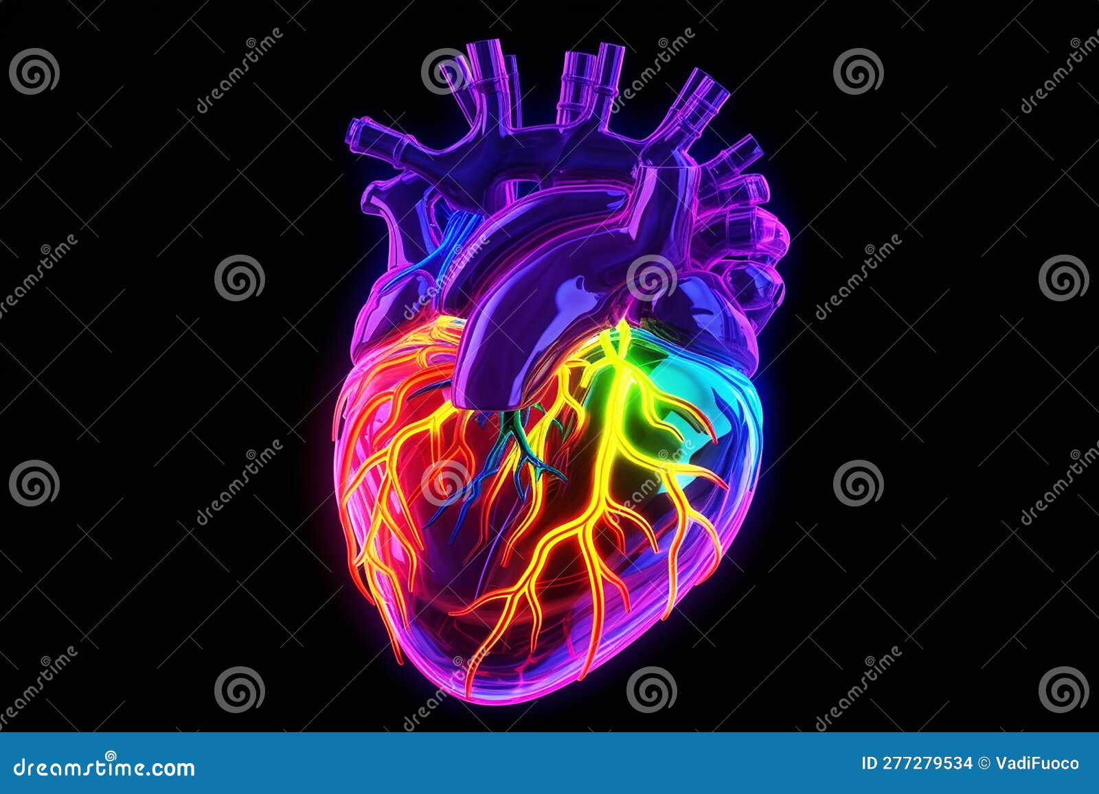 Realistic Anatomical Human Heart. Black Background. Royalty-Free Stock ...