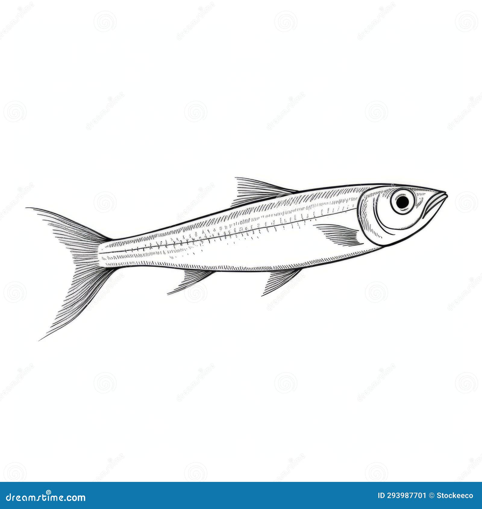 Realistic Anchovy Fish Vector Illustration With Lines And Colors That ...