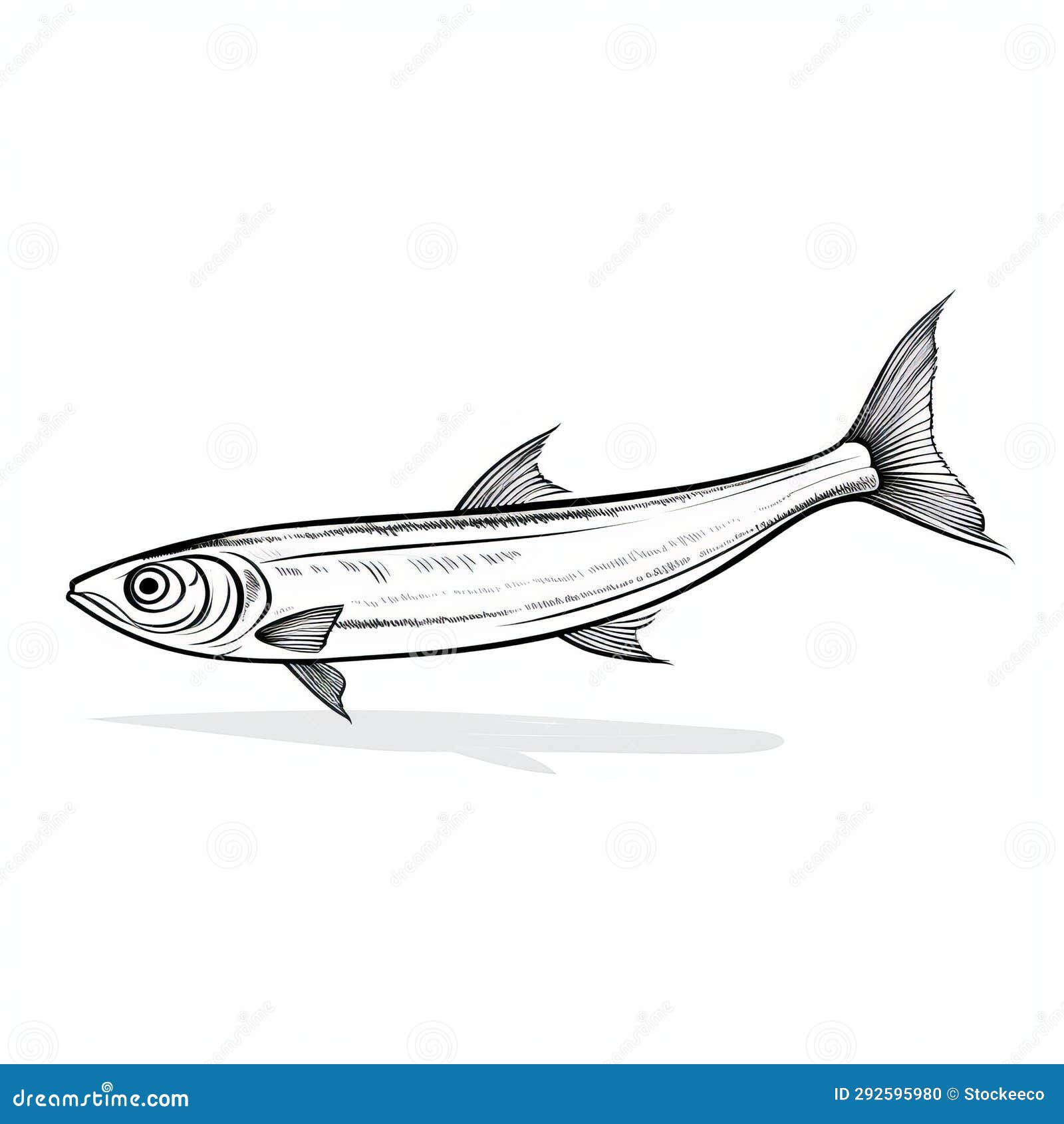 Realistic Anchovy Fish Vector Illustration With Lines And Colors That ...