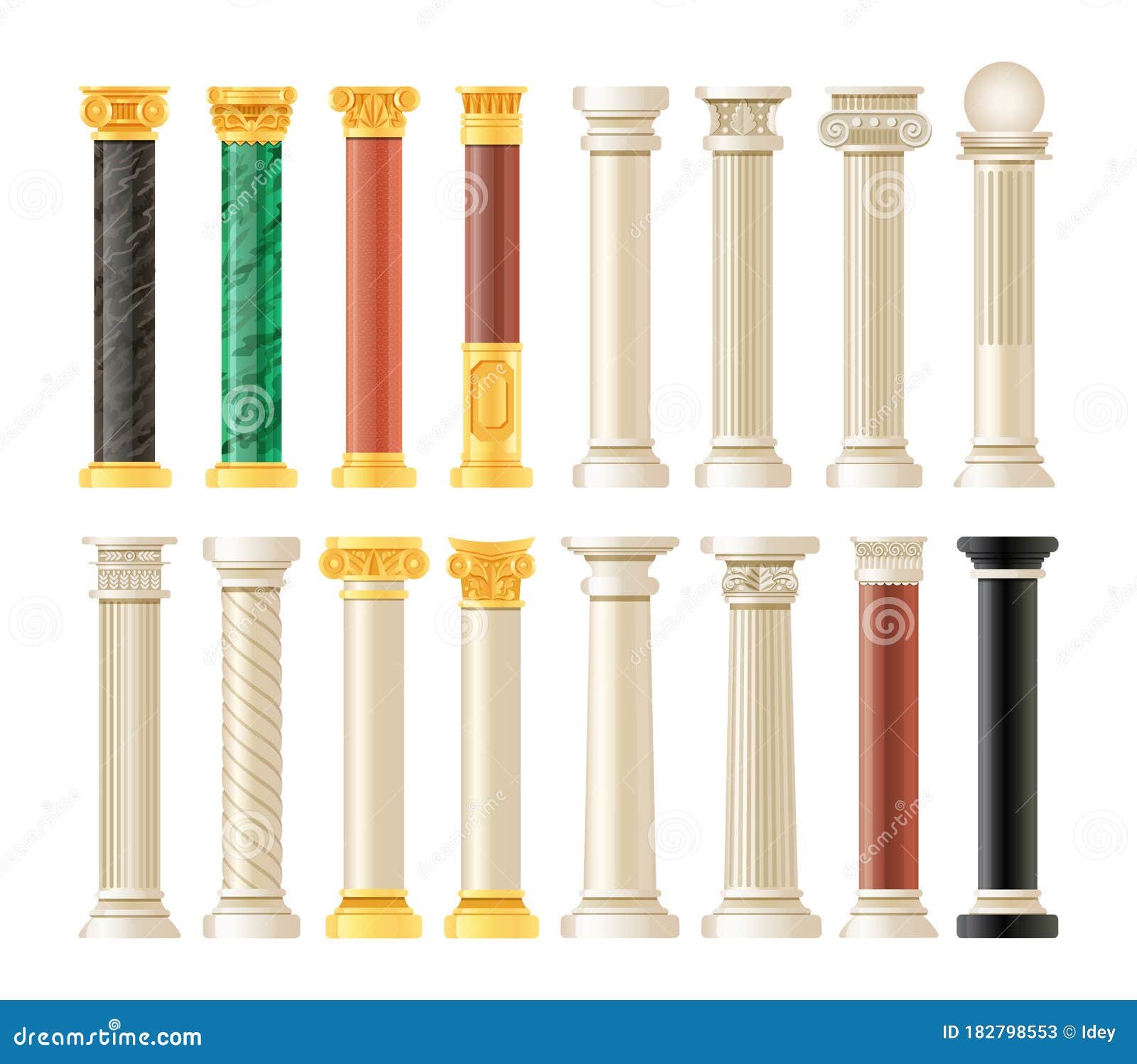 Realistic Antique Pillars Set. Antique Column, Classic Pillar Stock ... Realistic Antique Pillars Set. Antique Column, Classic Pillar Stock ...
