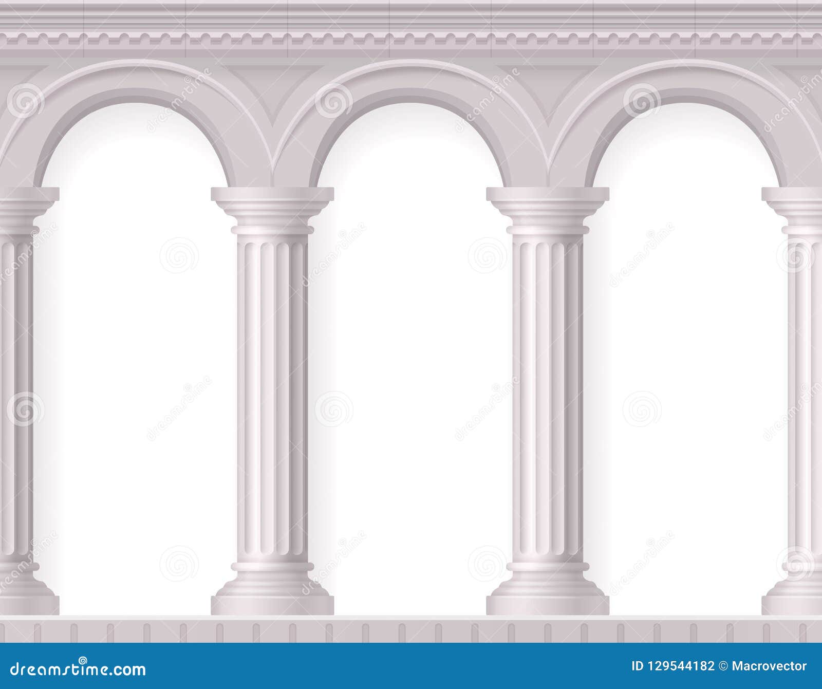 Realistic Antique White Columns Composition Vector Illustration ...
