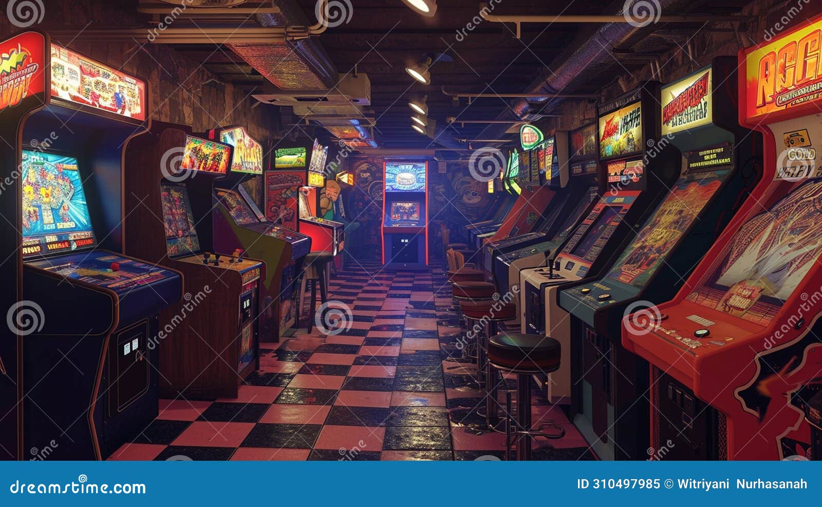 Realistic Arcade Game Machine Set with Isolated Front Views ...