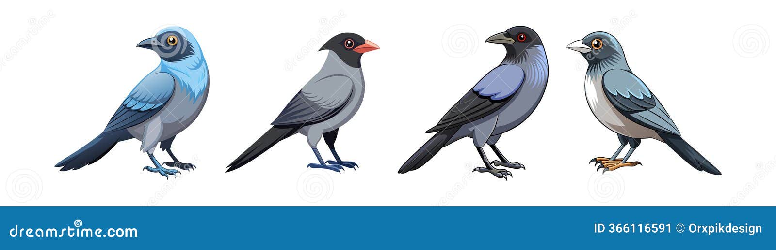 Drongo Bird Reading Kawaii Cartoon Vector | CartoonDealer.com #328355407