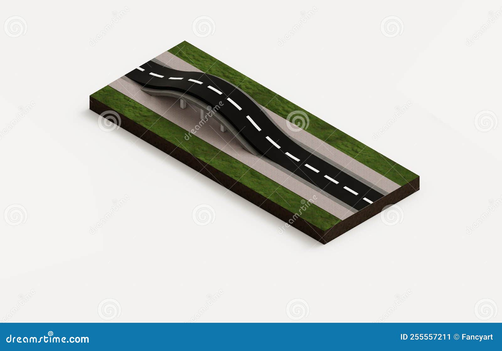 Realistic Asphalt Road Structure With Bridge Cross Section Diagram In ...