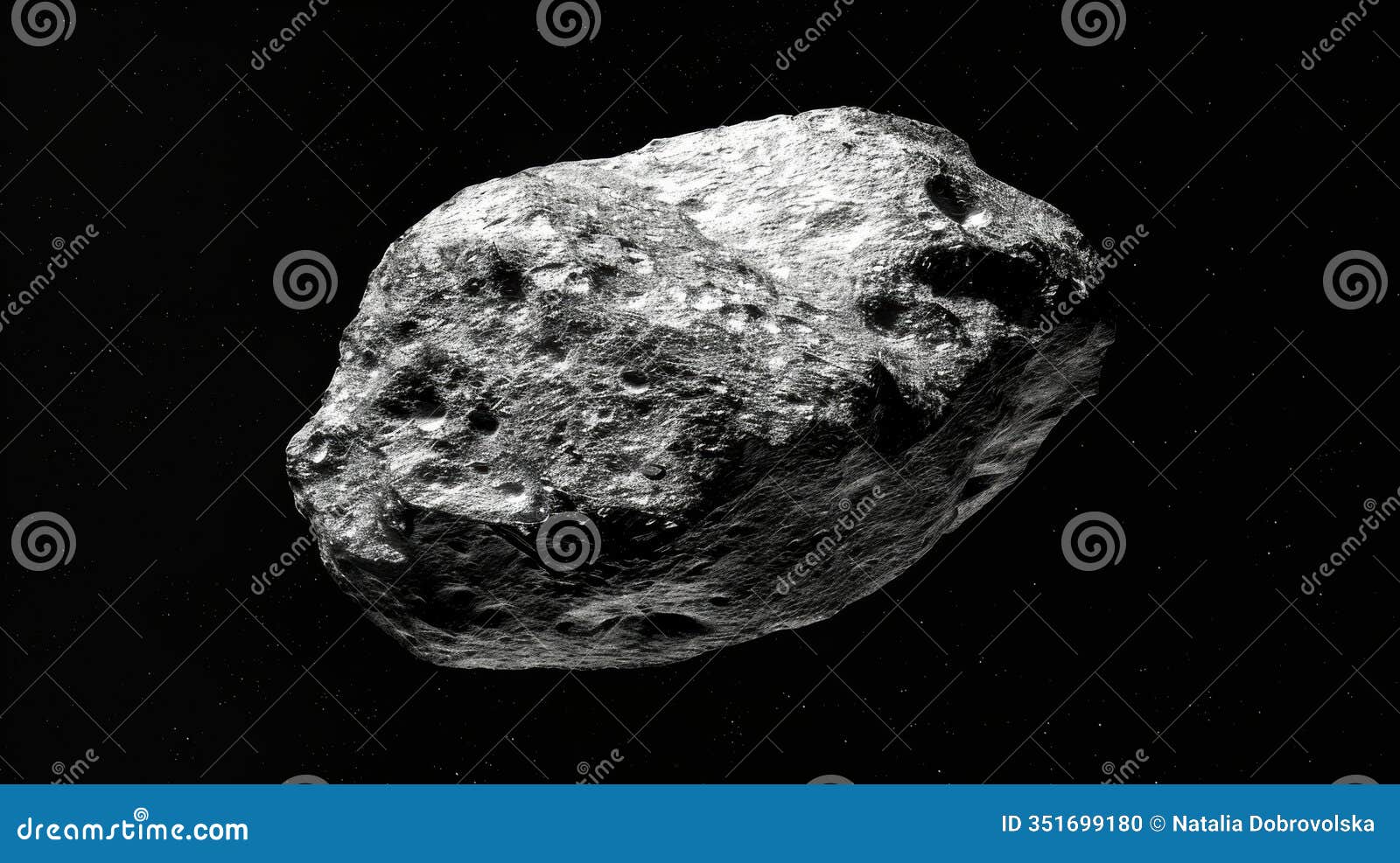 Realistic Asteroid in Deep Space with Glowing Lights and a Dark Cosmic ...