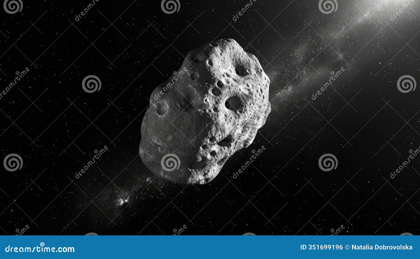 Realistic Asteroid in Deep Space with Glowing Lights and a Dark Cosmic ...