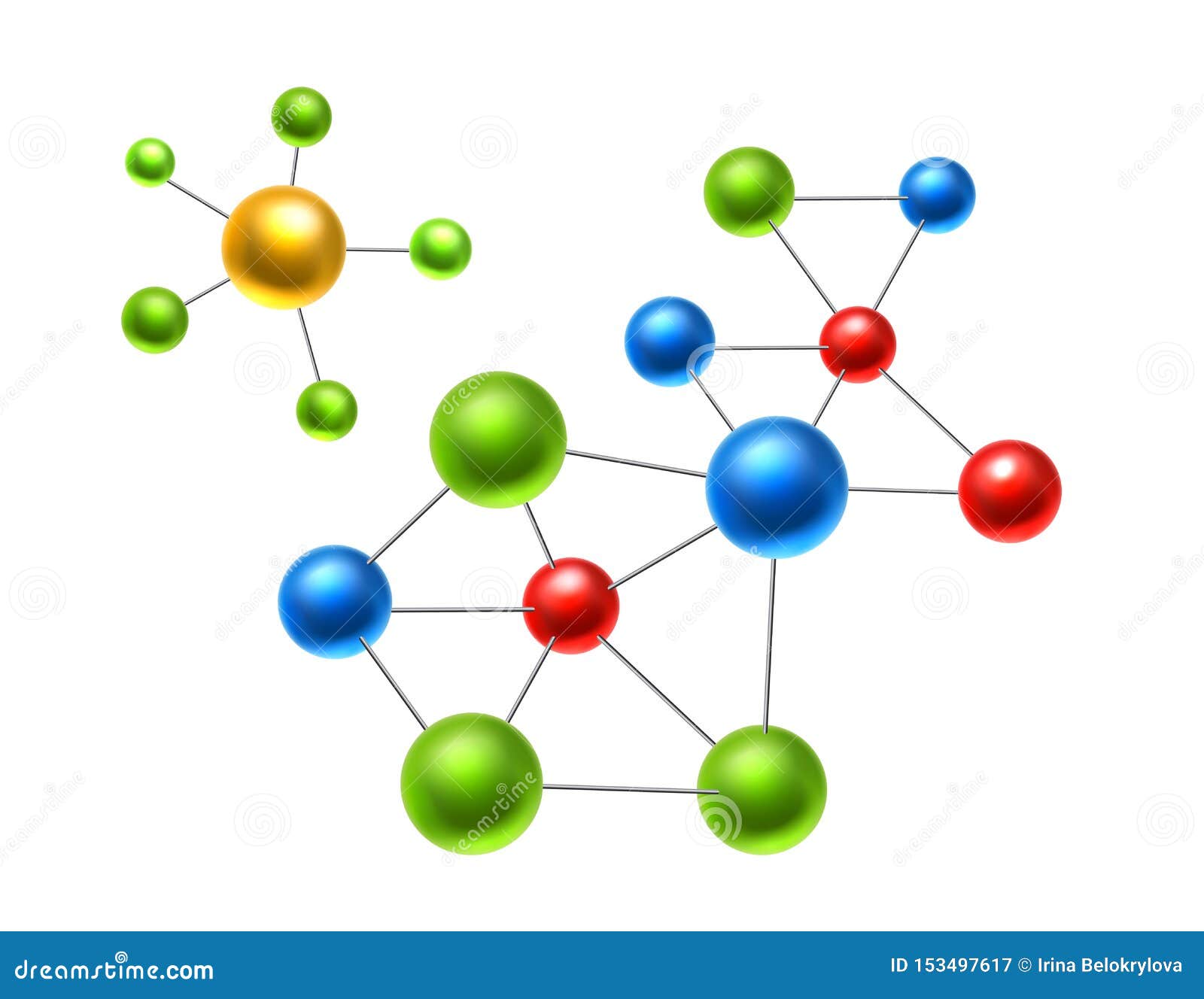 Vector Realistic Atomic Molecule, 3d Atoms Set Stock Vector ...