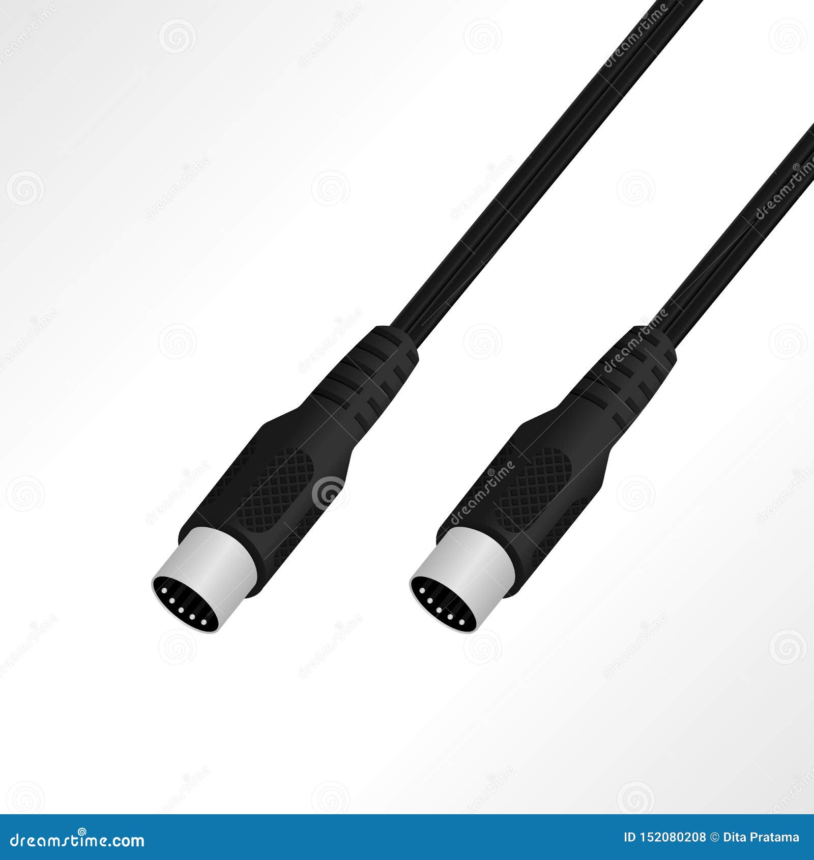 Realistic Audio MIDI Cable Vector Illustration. Stock Illustration ...